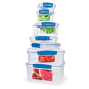 Sistema KLIP IT Food Storage Container Clear with Blue Clips 2 Litre