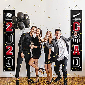 2023 Graduation Banner Decorations - Porch Sign Set Red White Black Welcome Door Décor Party Favors Supplies For Indoor Outdoor