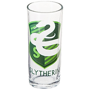 Silver Buffalo Harry Potter Hogwarts House Crests Silo Stripes 4-Pack Tumbler Glass Set, 10-Ounces