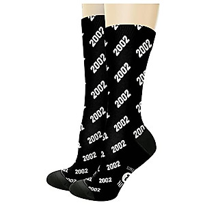 ThisWear 21st Birthday Socks For Men Made In 2002 1-Pair Novelty Socks Charcoal