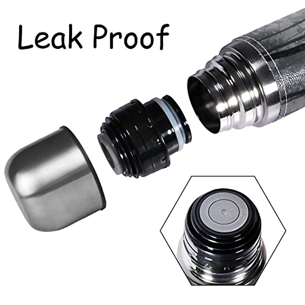 Foggy Forest Red Flowers Stainless Steel Water Bottle, Leak-Proof Travel Thermos Mug, Double Walled Vacuum Insulated Flask 17 OZ