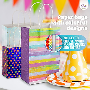 Plum Designs Gift Bags Assorted Sizes, Set of 8 Gift Bags with Tissue Paper- Includes Small Gift Bags, Medium Gift Bags and Large Size Paper Gift Bags with Handles for Holiday and Birthday Gifts