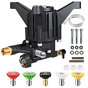 YAMATIC Vertical Pressure Washer Pump Max 3400 PSI 2.5 GPM, 7/8" Shaft Replacement Pump for Power Washer, Compatible with Simpson, Honda, Ryobi, Craftsman, GCV190 Rear Inlet/Outlet