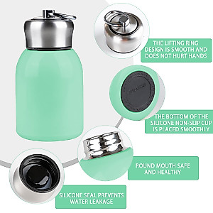 Frigatebird Mini Thermal Mug, 10oz/300ml Water Bottle Leak Proof Vacuum Water Flasks Stainless Steel Bottle Cup for Kids Women Indoor Outdoor Travel (Green)