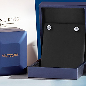 Solid 14K White Gold Round Forever Classic White Moissanite From Charles & Colvard Martini 3 Prong Secure Screw-Backs Stud Earrings For Women (1.50 Cttw, Round 6MM)