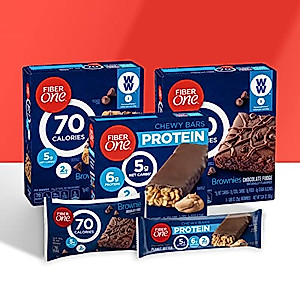 Fiber One 70 Calorie Brownies, Chocolate Chip Cookie, Snack Bars, 6 ct (Pack of 8)