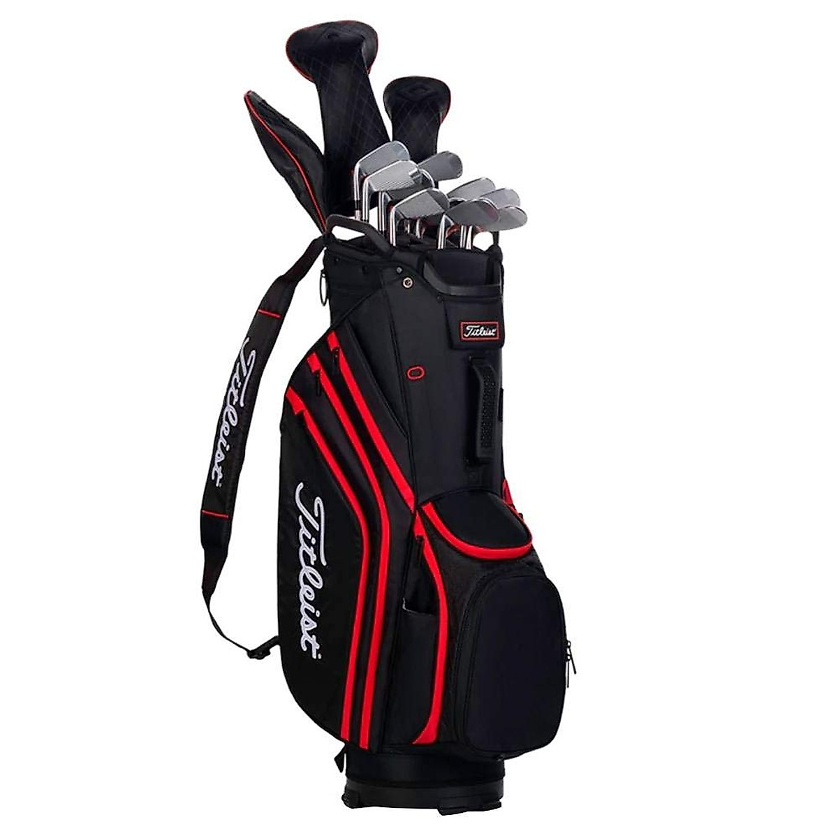 Titleist Cart 14 Lightweight Golf Bag, Black/Black/Red