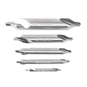 Accusize Industrial Tools 5pc ANSI M42 (H.S.S. + 8% Cobalt) Center Drill Set, 0556-5500