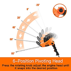 GARCARE Electric Hedge Trimmers, Corded 4.8A Pole Hedge Trimmer Set with 18 inch Laser Cut Blade