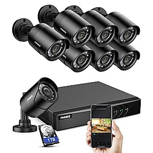 ANNKE 8CH Wired Security Camera System with 1TB Hard Drive, H.265+ Surveillance DVR and 8 x 1080p HD IP66 CCTV Camera, 100 ft Night Vision with Smart IR, Easy Remote Access, Motion Detection