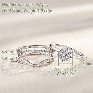 Wuziwen Wedding Rings for Women Solitaire Ring Enhancer for Engagement Ring Sterling Silver Size 8