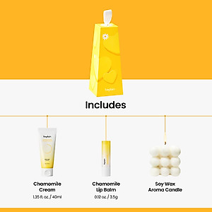 beplain Chamomile Relaxing Gift Set (Face Cream & Lip Balm & Candle) | Skin Care kit Gift Set | Natural Scent Free Korean Skin Care