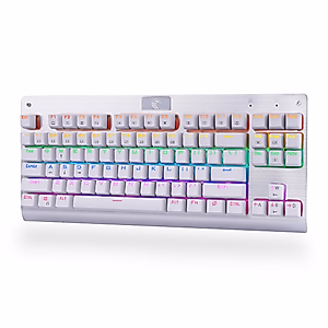 MechanicalEagle Z-77 75% Mechanical Keyboard | Aluminium Panel | Clicky Blue Switches | Rainbow LED Backlit | N-Key Rollover | 87-Key Tenkeyless | Hot Swappable |Spare Switches Included