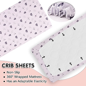 Honkaii Elephants Crib Bedding Sets for Boys 4 Pcs, Baby Girls Bedding Set Included Comforter, Fitted Sheet, Crib Skirt & Diaper Stacker for Nursery Standard Size Neutral (Gray)