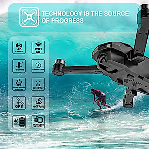 UNTEI Drones with Camera for Adults 4K, GPS Auto Return Home, Optical Flow Positioning, Brushless Motor, Headless Mode, 46Mins Flight Time