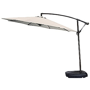 Flueyer 10Ft 8 Ribs Patio Umbrella Replacement Canopy Double-Layer Offset Cantilever Hanging Patio Umbrella Market Umbrella for Outdoor Umbrella(CANOPY ONLY), Beige