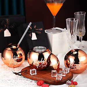 8 Pcs Bridesmaid Gifts Set Bridesmaid Disco Ball Tumbler 20 oz Plastic Bachelorette Party Cups with Lids Rose Gold Bride Cup Maid of Honor Proposal Gift for Bridal Wedding Shower Favors