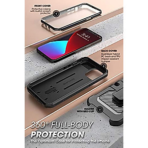 SupCase Unicorn Beetle Pro Series Case for iPhone 12 /12 Pro (2020 Release) 6.1 Inch, Built-in Screen Protector Full-Body Rugged Holster Case (Black)