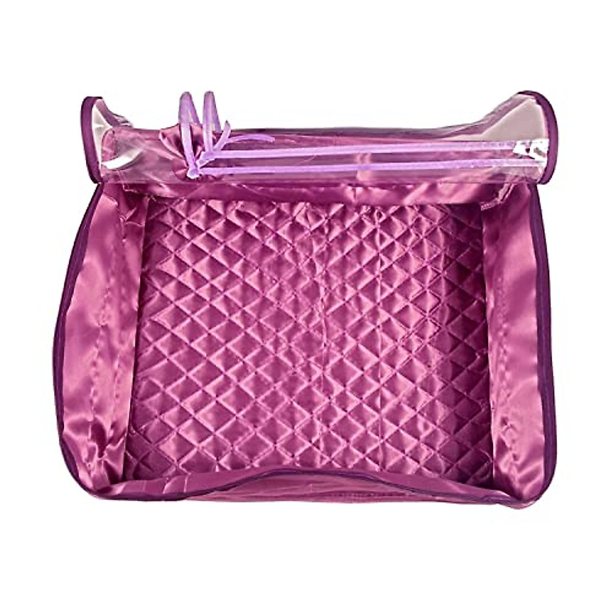 atorakushon 12 Piece Fabric Satin Saree Cover Clothes Storage Bags Set With Transparent Window Extra Large Wardrobe Garments Organizers (Purple)