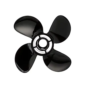 Quicksilver 8M8027511 Nemesis 4-Blade Aluminum Propeller - 10.6" diameter x 12" pitch, Right Hand Rotation, 40-60 HP Mercury, Black Finish