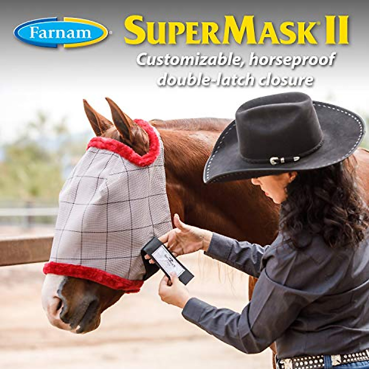 Farnam Home and Garden 100502911 No Ears Fly Mask Yearling for Horse - Color May Vary