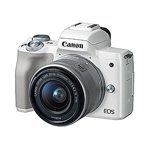 Canon EOS M50 Mirrorless Camera Kit w/EF-M15-45mm Lens and 4K Video (White) (Renewed)
