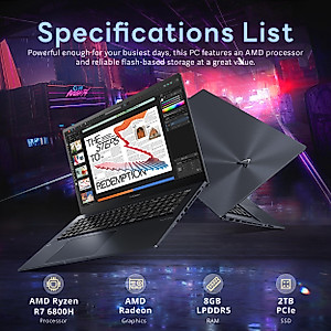 ASUS Zenbook Pro 17 Laptop, 17.3" Pantone Validated Display, AMD Ryzen 7 6800H, 8GB LPDDR5, 2TB PCIe SSD, Backlit Keyboard, WiFi 6E, Fingerprint, Win11 Pro, Tech Black, 32GB Hotface USB Card