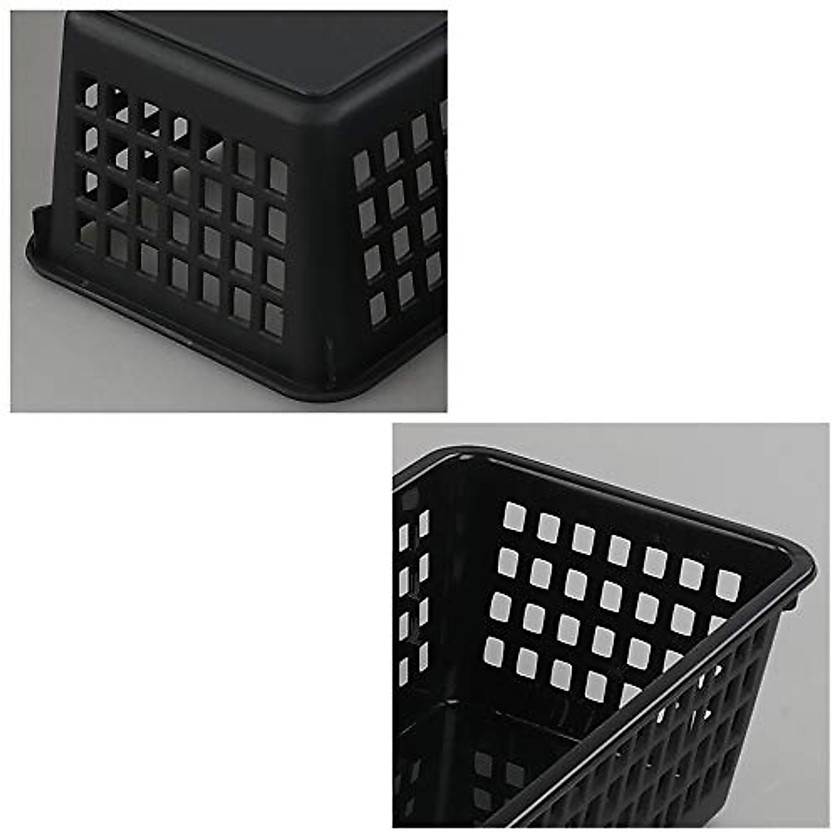 AnnkkyUS 6 Pack Small Plastic Storage Baskets, Black Desktop Baskets