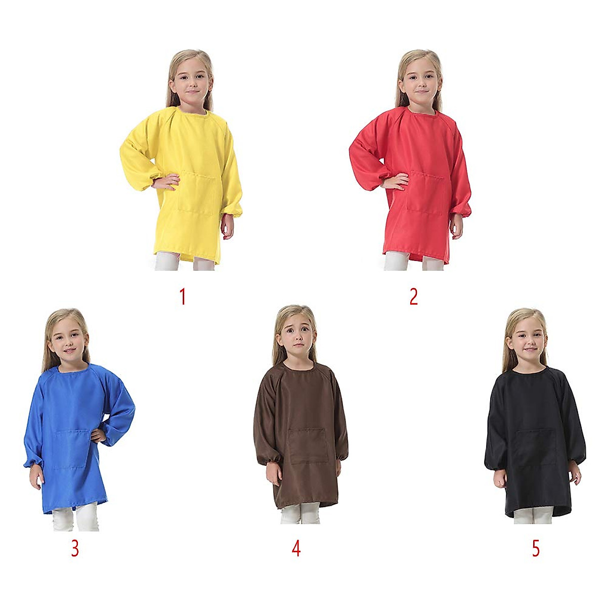 Kakalote Kids Art Smocks, Children Water Proof Artist Painting Aprons Long Sleeve with Pocket for Classroom,Kitchen, Community Event, Crafts & Art Painting Activity(Black,Size:M)