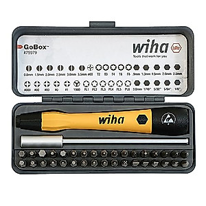Wiha 75979 36 Piece GoBox Electronics ESD Precision Micro Bit Set