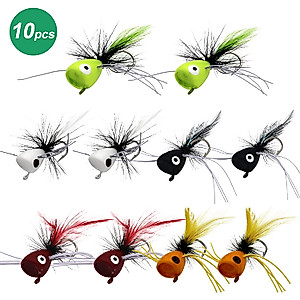 Fly Fishing Poppers, Topwater Fishing Lures Bass Crappie Bluegill Sunfish Panfish Trout Salmon Perch Steelhead Flies for Fly Fishing Bass Panfish Bluegill Trout Salmon
