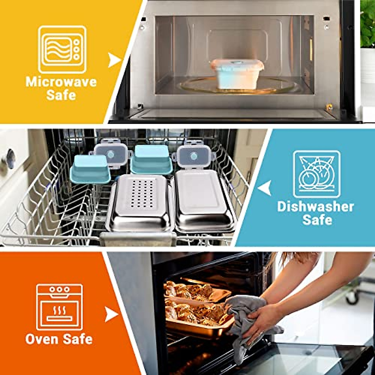 JENELI CO Large Bamboo Cutting Board with Containers, Meal Prep Station with Slide Out Stainless Steel Trays and Collapsible Containers, Smart chopping board-Over the Sink or Countertop