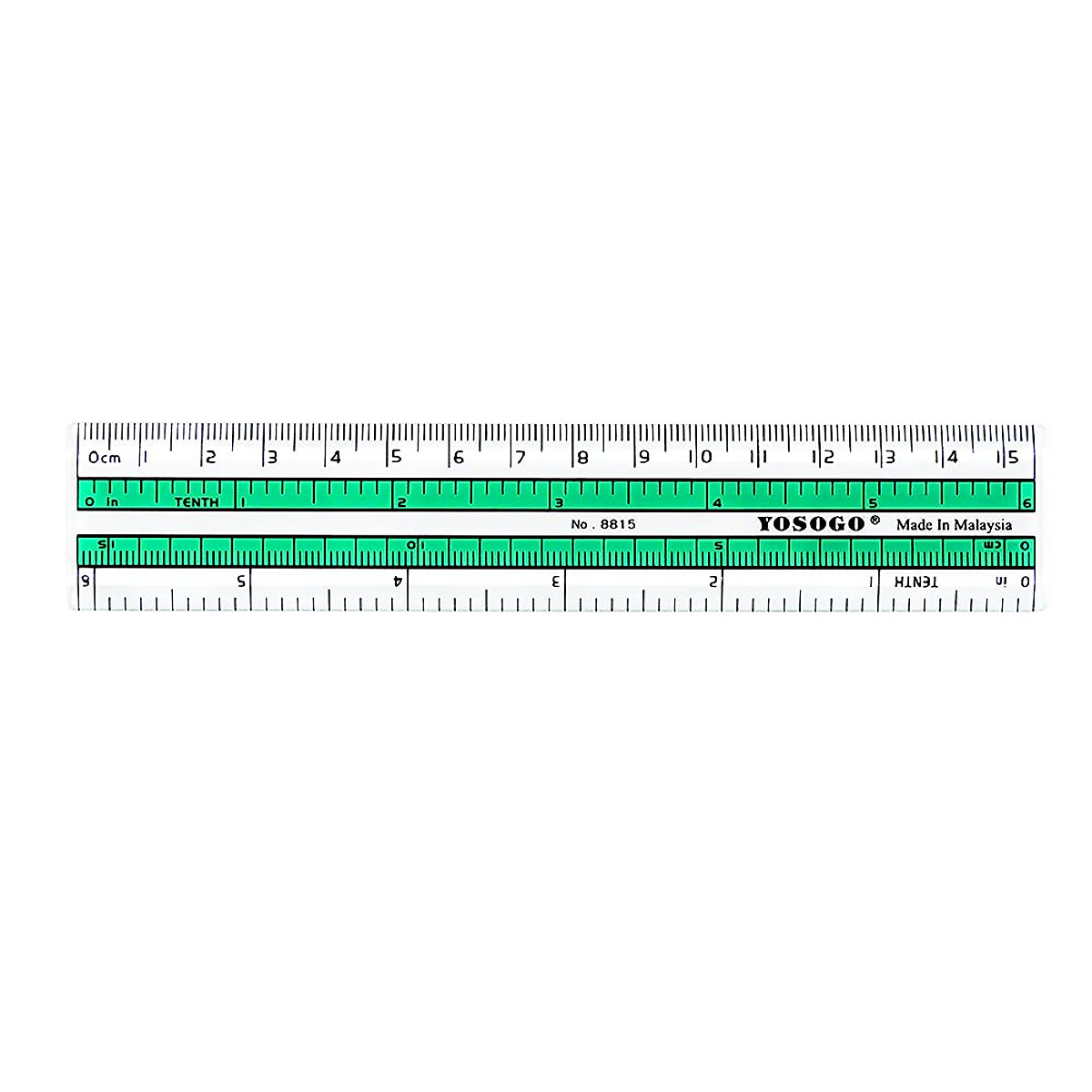 6 inch Rulers | 15 cm Rulers | Transparent Plastic Ruler | Pack of 12 of Premium Quality Rulers | Yellow, Green, Red and Blue