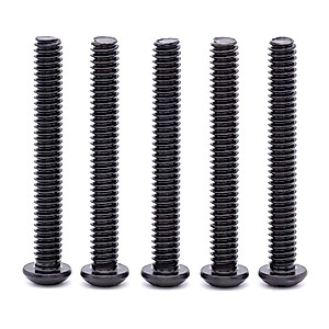 M6-1.0 x 25mm Button Head Socket Head Cap Screws, Grade 10.9 Alloy Steel, Allen Hex Drive, Full Machine Thread, Black Oxide Finish, 25 PCS