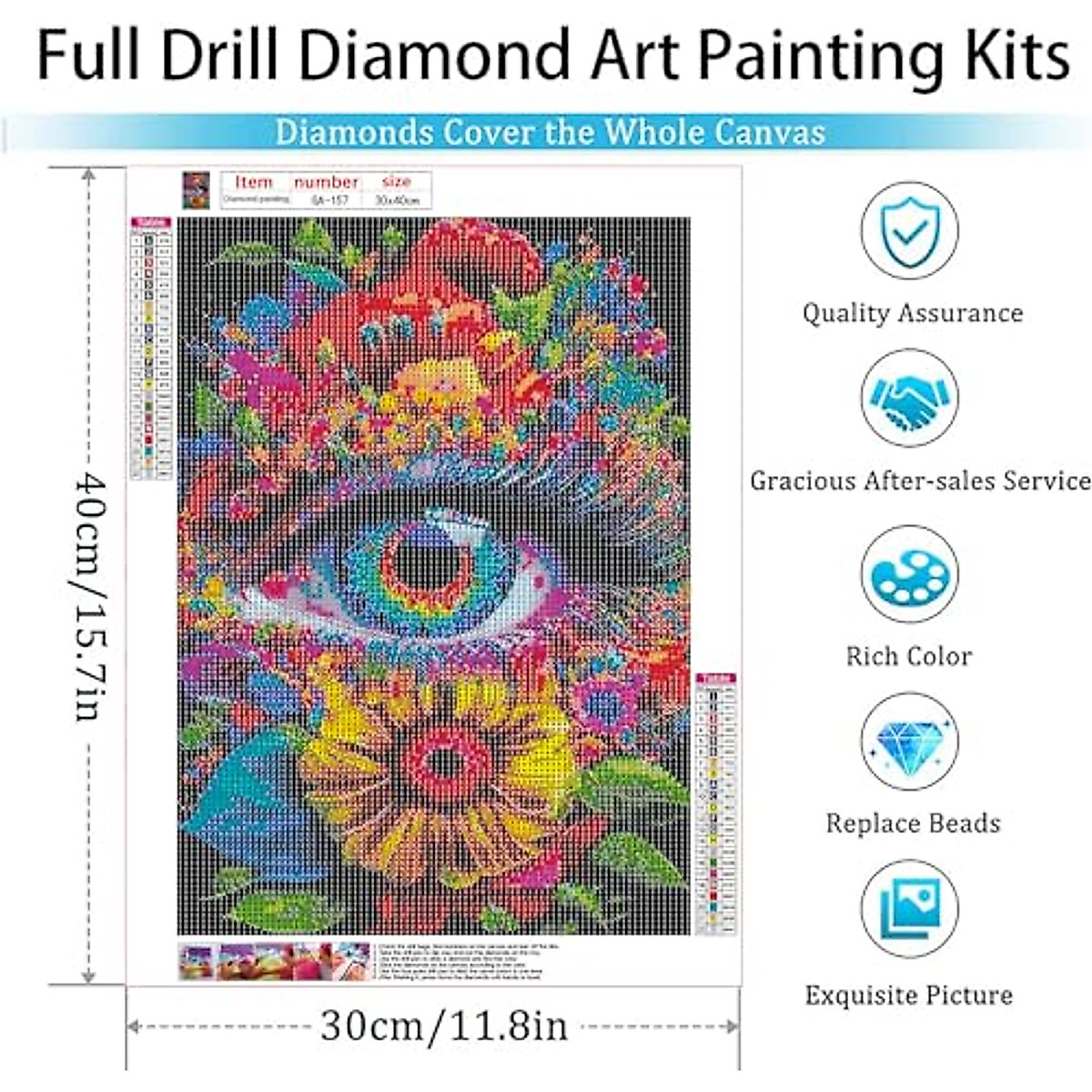 GemZono Diamond Painting Kits for Adults,Diamond Painting Kits, 5D Eyes Diamond Art Kits for Adults&Kids Beginner Gem Art Full Drill Diamond Dots Diamond Art for Adults Home Wall Decor Gifts 12x16inch