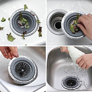 Kitchen Sink Drain Strainer 2 Pack Silicone Sink Stopper for Kitchen Sink with Stainless Steel Edge 4.5'' Diameter Rim