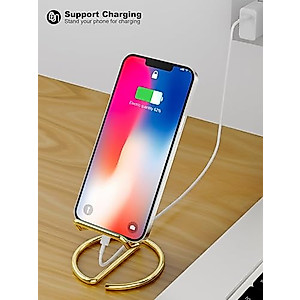 XUNICUTE Cell Phone Stand, Phone Stand for Desk, Office Portable Cute Cell Phone Holder, Compatible with All Mobile Phone, iPhone, iPad, Switch, Tablet 4-6.5'' Desk Accessories (Gold)