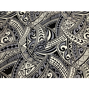 Gray Tribal Hawaiian Print Fabric Sold by The Yard