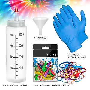 Rit Dye Liquid Dark Brown All-Purpose Dye (8oz) - Pixiss Tie Dye Kit and Accessories Set Bundle with Rubber Bands, Gloves, Funnel and Squeeze Bottle - Tie Dye Party Supplies