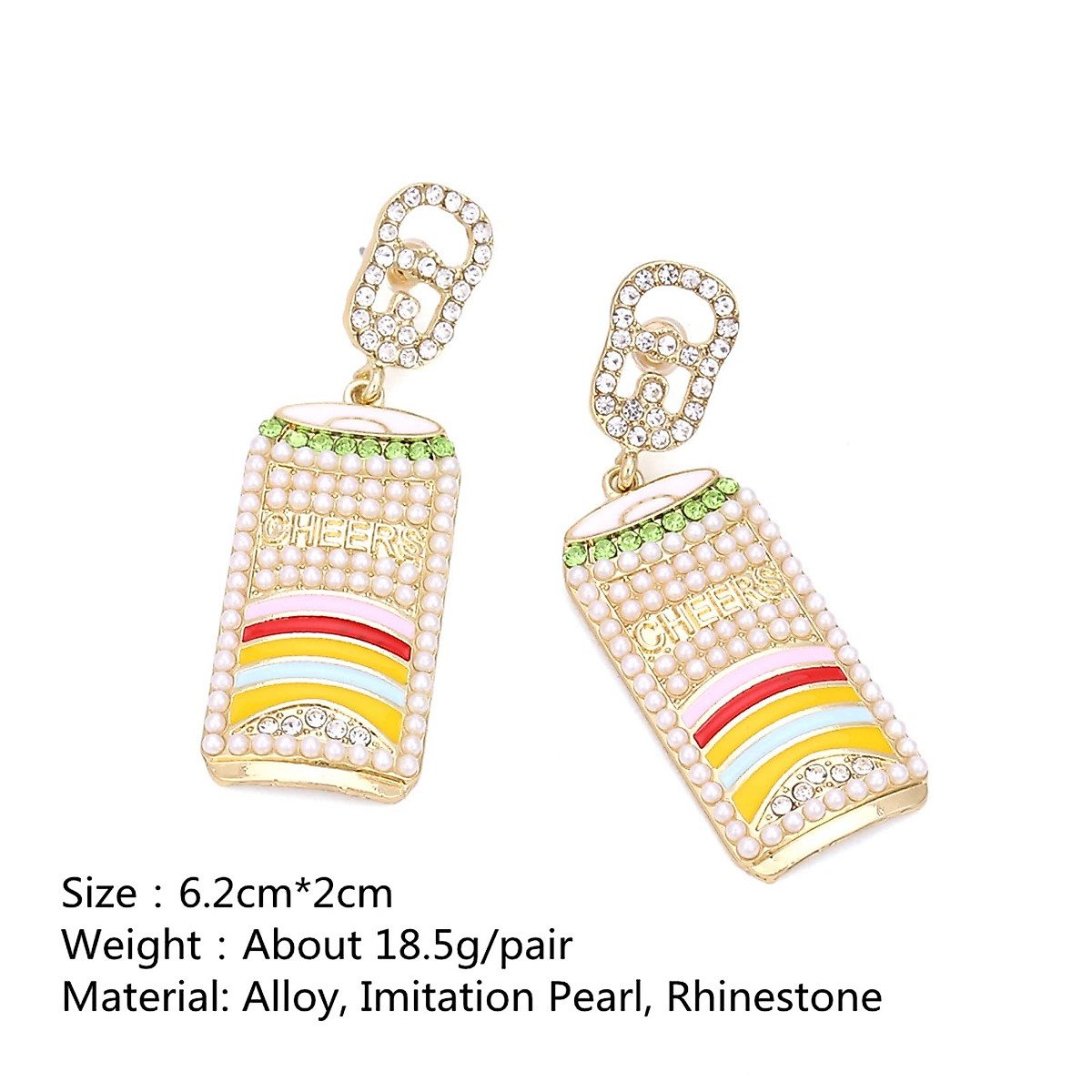 Champagne Wine Glass Enamel Dangle Earrings Shiny Rhinestones Crystal Pearl Beaded Drop Earrings Charming Vase Glass Cup Flash Earrings for Women Girls Exquisite Jewelry Gift (New-Pearl)