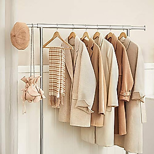 SONGMICS Clothes Rack and Garment Rack on Wheels Bundle, Heavy Duty Clothing Racks, Steel, Extendable Rail, Storage Shelf, Black and Chrome UHSR25BK and UHSR11S