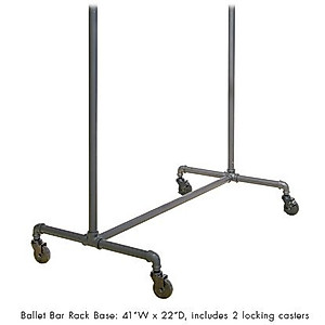 Pipe Series Commercial Quality Non-Adjustable 2-Way Ballet Style Rolling Garment Clothing Rack, Anthricite Grey