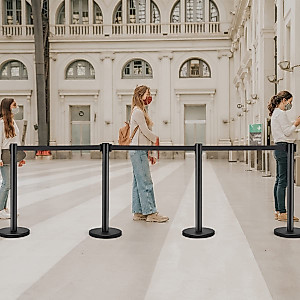 Goplus 6Pcs Stanchions, Crowd Control Barriers with 6.5' Retractable Belt, Stainless Steel Stanchion Posts Queue Line Pole, 35" Height, Easy Connect Assembly