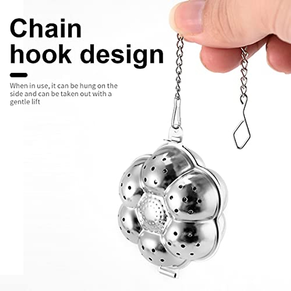 TsLinc 8pcs Loose Leaf Tea Infuser with Chain and Drip Trays Stainless Steel Tea Ball Tea Strainer for Loose Tea Tea Steeper for Tea Flavoring Herbal Spices Seasonings, Silver