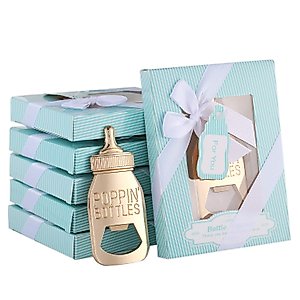 24pcs Poppin Bottle Bottle Opener Baby Shower Favors Gift for Boy with Exquisite Packaging Box,Baby Shower Souvenirs For Guests Boy Baby Shower Party Decor Supplies by WeddParty (Blue A, 24)