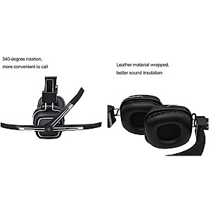 Trucker Bluetooth Headset Wireless with Noise canceling Microphone, On-Ear Wireless Headphones with Mic,Over The Head Earpiece for iOS & Android Mobile Phone, Skype, Truck Drivers, Call Center,Voip