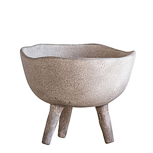 Creative Co-Op Boho Terracotta Footed Planter with Organic Edge, Matte Taupe