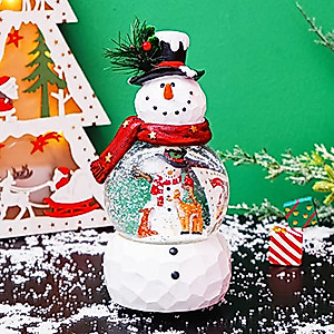 Topadorn Christmas Water Glass Snow Globes with Snowflakes Snow Globe,Music Box Holiday Decorative, Snowman
