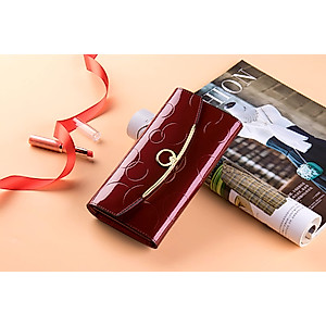 LYRRSH Women's Wallet Leather Long RFID Blocking Large-capacity Wallet Multifunctional Anti-theft Credit Card Holder (blue), 19cm*10cm*3.5cm