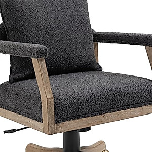 Office Desk Chair with Wheels, Modern Swivel Height Adjustable Desk Chair with Armrest and Ergonomic Back Fabric Padded Computer Task Chair Vanity Chair for Home Office, Black